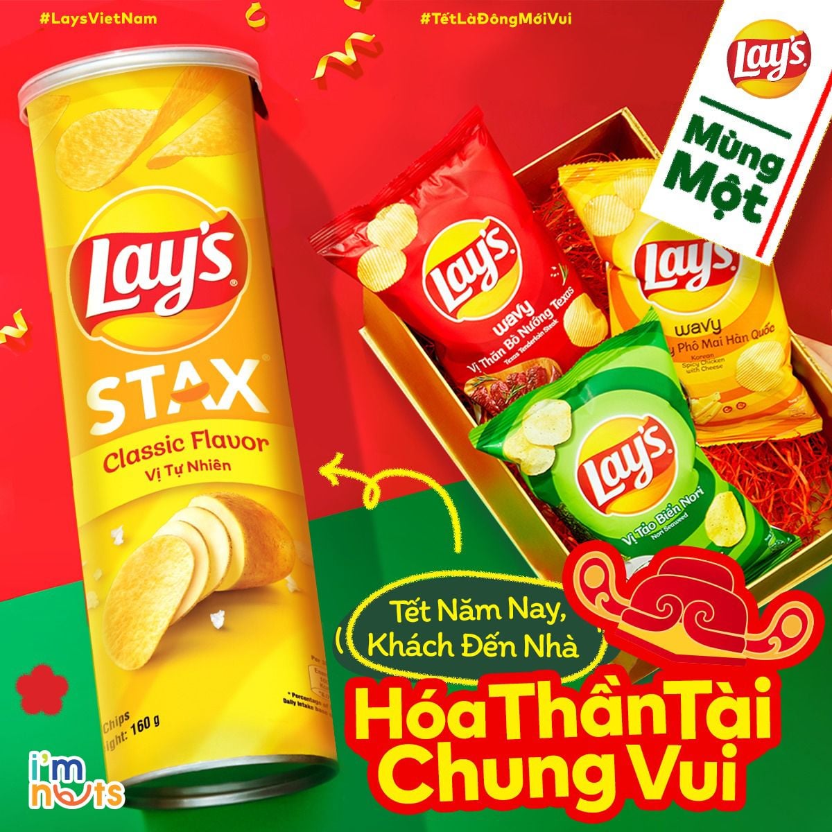 Snack Khoai tây Lays Stax đủ vị lon 100g – Bánh kẹo Ăn vặt ImNuts