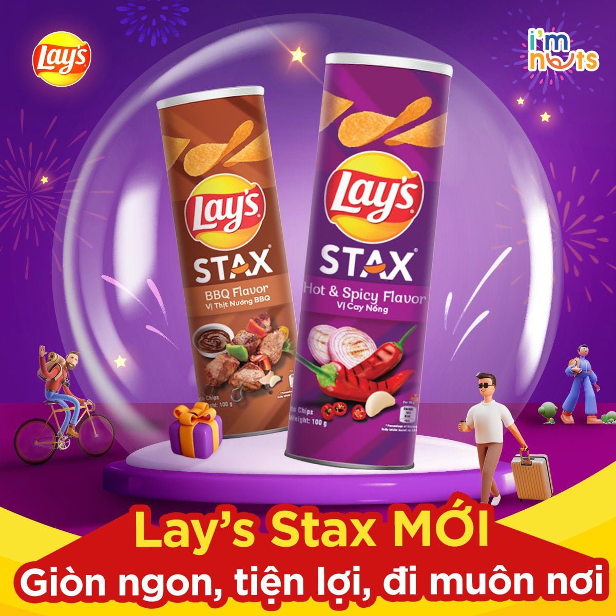 Snack Khoai tây Lays Stax đủ vị lon 100g – Bánh kẹo Ăn vặt ImNuts