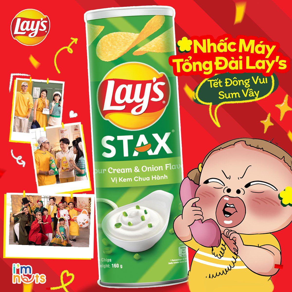 Snack Khoai tây Lays Stax đủ vị lon 100g – Bánh kẹo Ăn vặt ImNuts