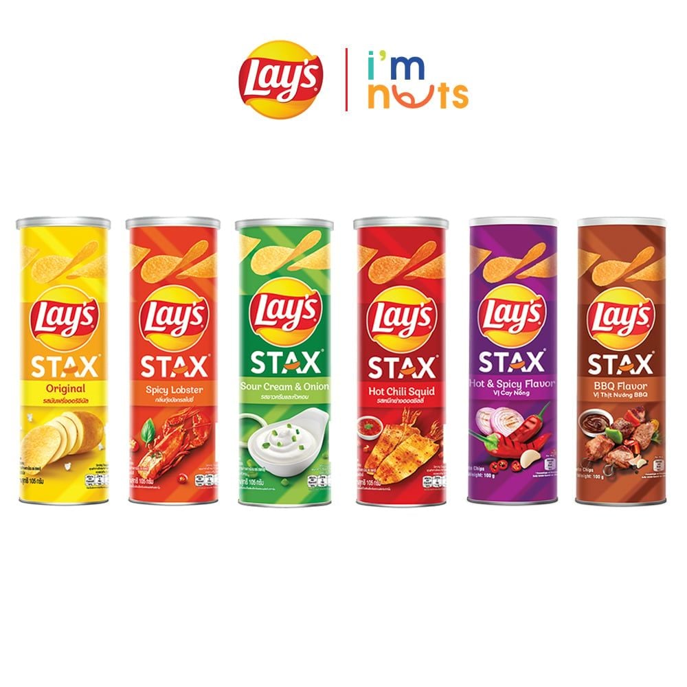 Snack Khoai tây Lays Stax đủ vị lon 100g – Bánh kẹo Ăn vặt ImNuts