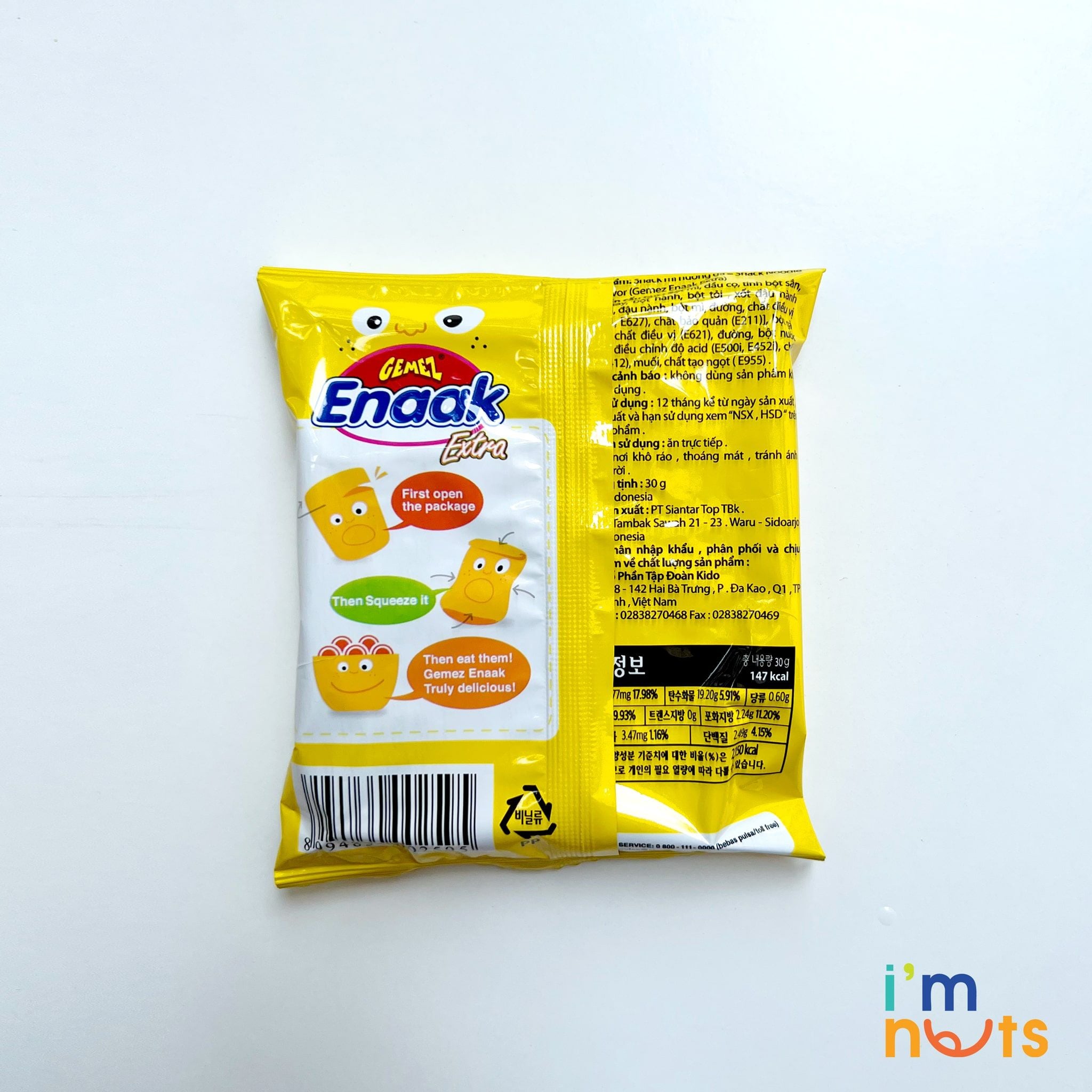 Snack mì trẻ em Enaak Indonesia vị gà truyền thống thùng 24 gói x 30g ...