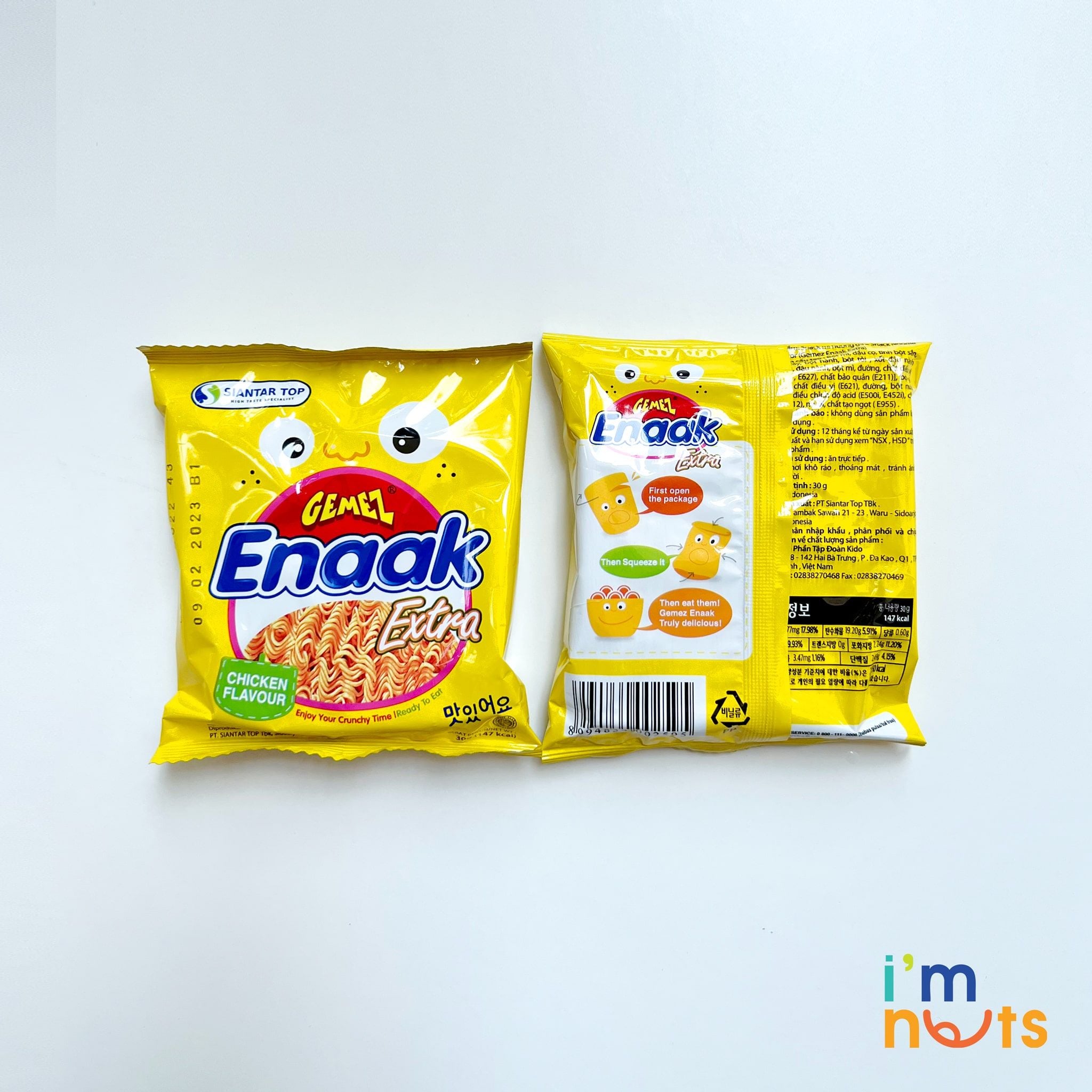 Snack mì trẻ em Enaak Indonesia vị gà truyền thống thùng 24 gói x 30g ...