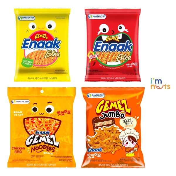 Snack mì trẻ em Enaak Gemez Indonesia đủ vị – Bánh kẹo Ăn vặt ImNuts