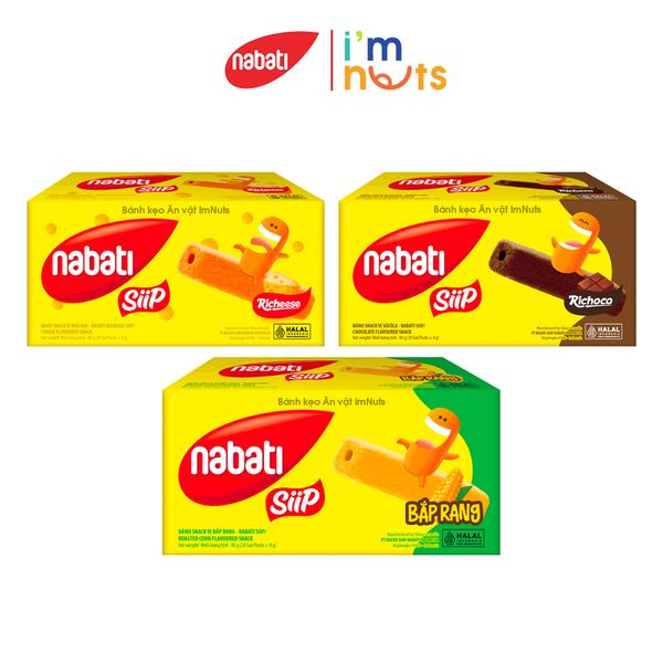 Bánh Snack Nabati Siip đủ vị hộp 80g x 20 gói – Bánh kẹo Ăn vặt ImNuts