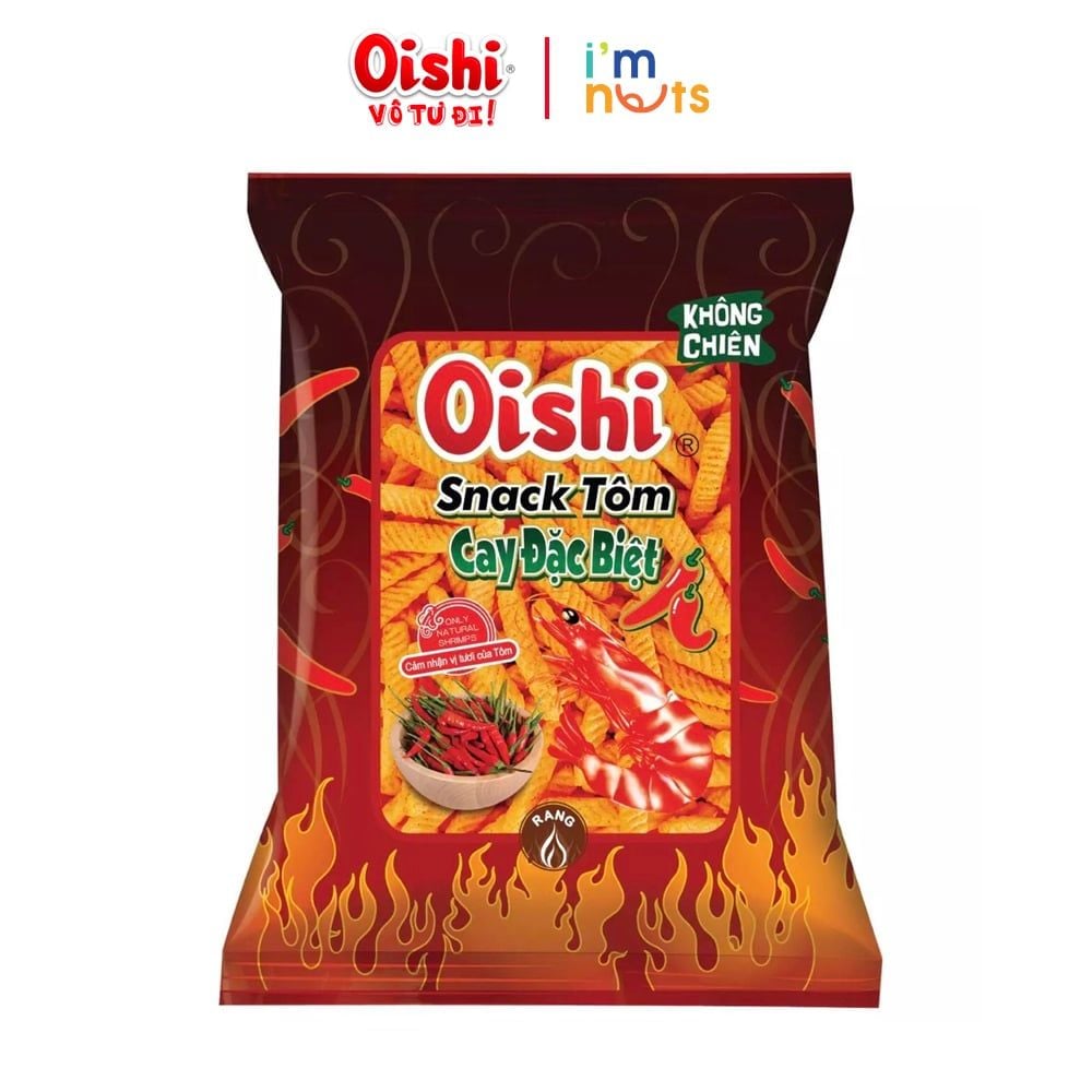 Snack tôm cay Oishi đủ vị gói lớn 68g – Bánh kẹo Ăn vặt ImNuts