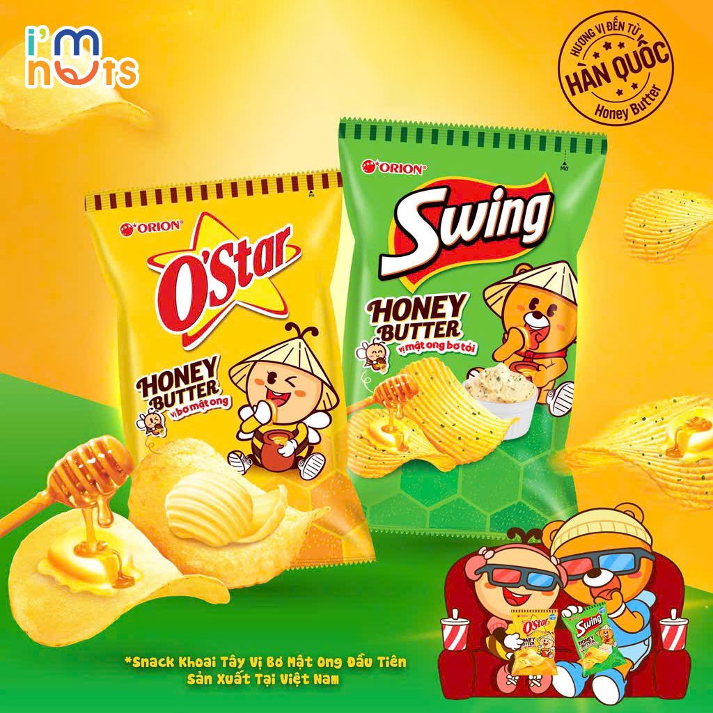 Bánh Snack khoai tây Ostar Orion đủ vị gói nhỏ và gói lớn – Bánh kẹo Ăn vặt ImNuts