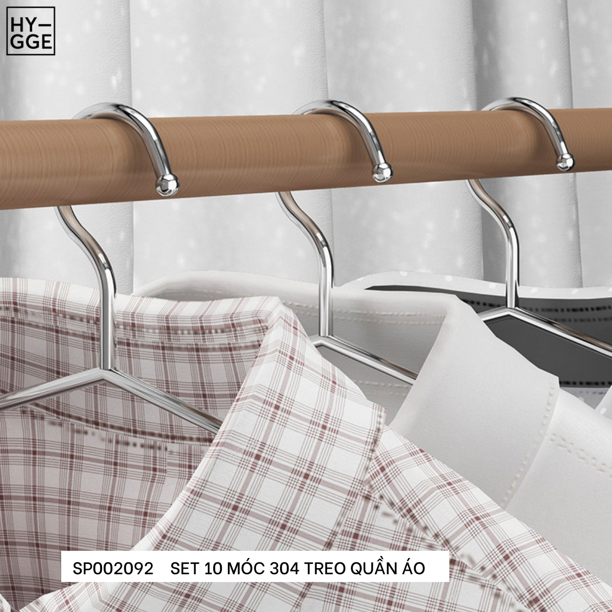 Set 10 móc inox 304 treo quần áo – Siêu thị nội thất Hygge