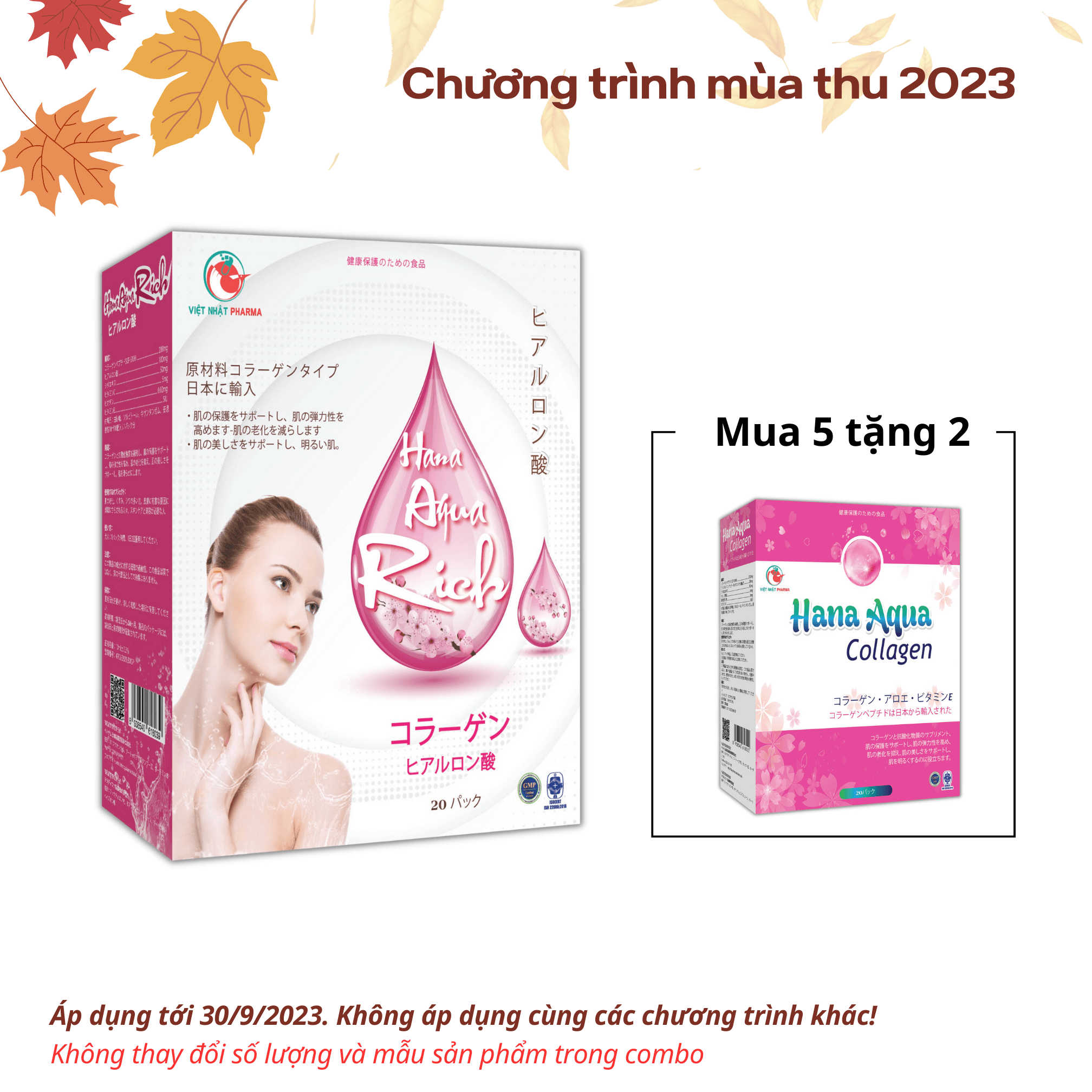 Mua 5 Nước Uống Cấp Ẩm Hana Aqua Rich tặng 2 Hana Aqua Collagen
