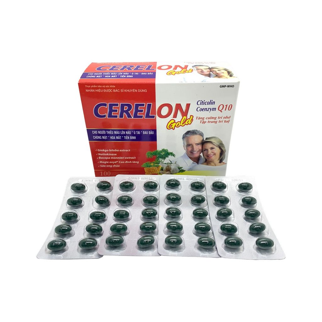 Viên uống bổ não Cerelon Gold (hai vợ chồng) giảm đau đầu, mất ngủ