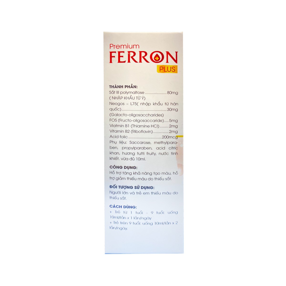 Siro Premium Ferron Plus - hỗ trợ khả năng tái tạo máu, giảm thiếu máu