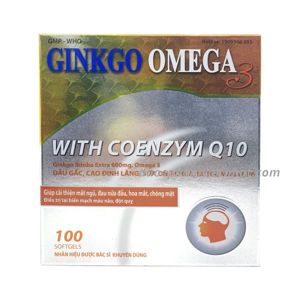 Viên uống bổ não Ginkgo Omega 3 With Coenzym Q10 (vàng trắng)