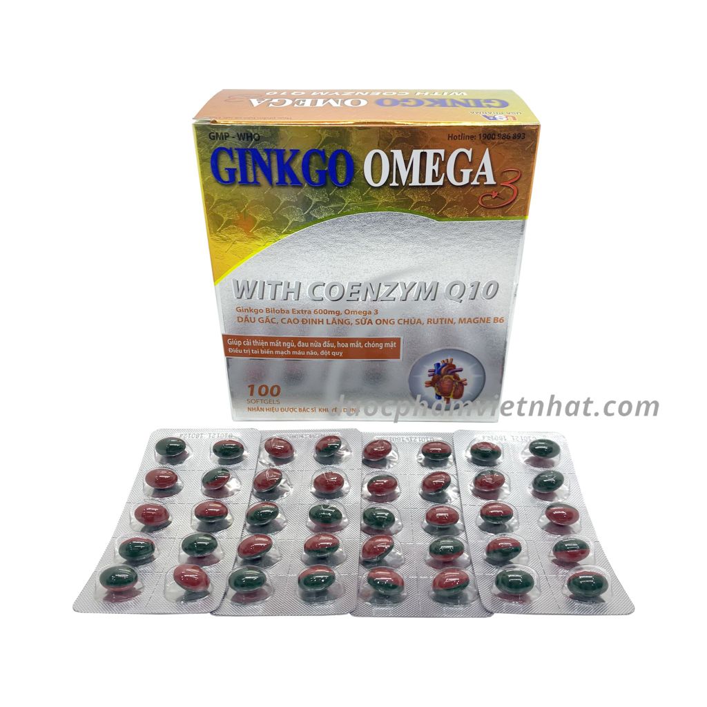 Viên uống bổ não Ginkgo Omega 3 With Coenzym Q10 (vàng trắng)