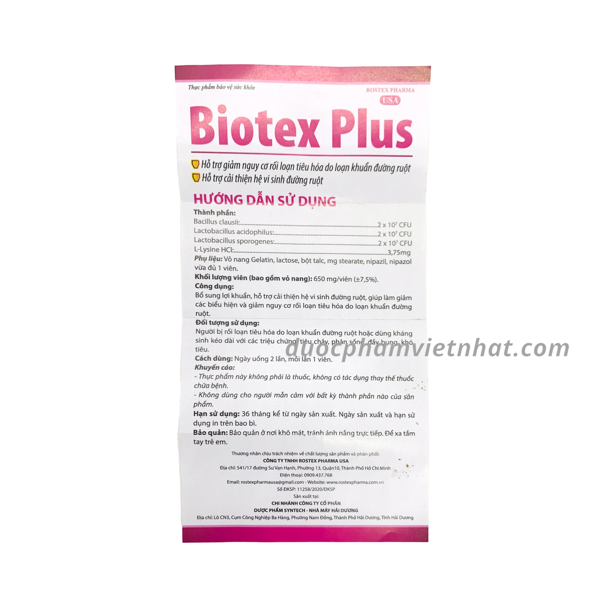 BIOTEX PLUS (Vỉ) giảm rối loạn tiêu hóa