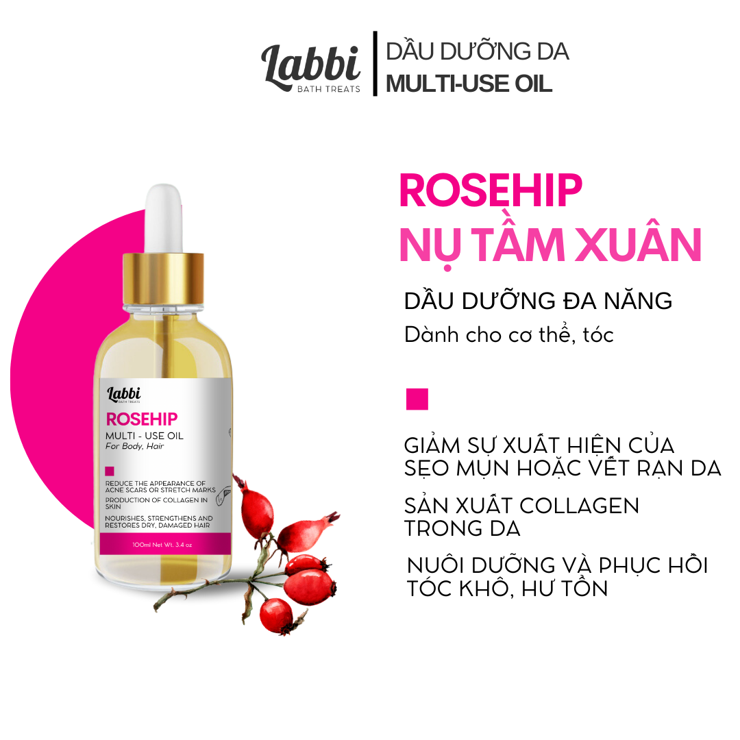 ROSEHIP [Labbi] Multi-use oil - Dầu dưỡng đa năng - Body oil - Nụ tầm ...