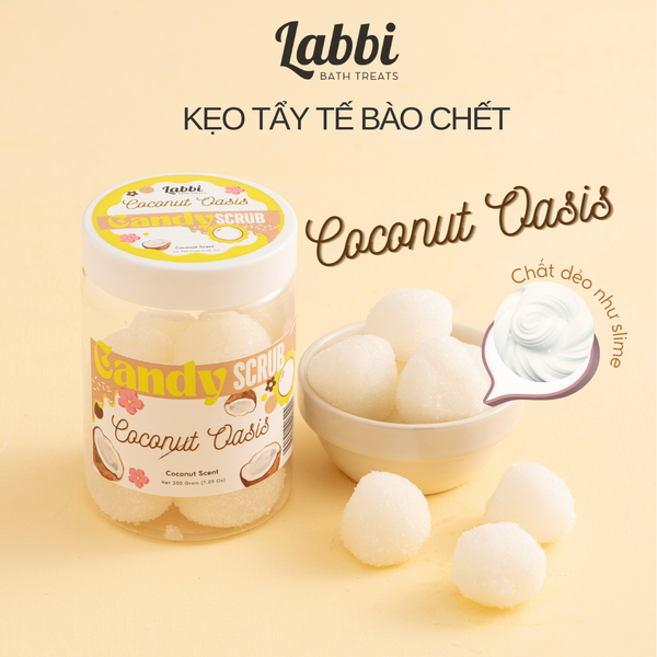 KẸO TẨY TẾ BÀO CHẾT COCONUT OASIS HƯƠNG DỪA [LABBI] CANDY SCRUB – Labbi Bath Treats