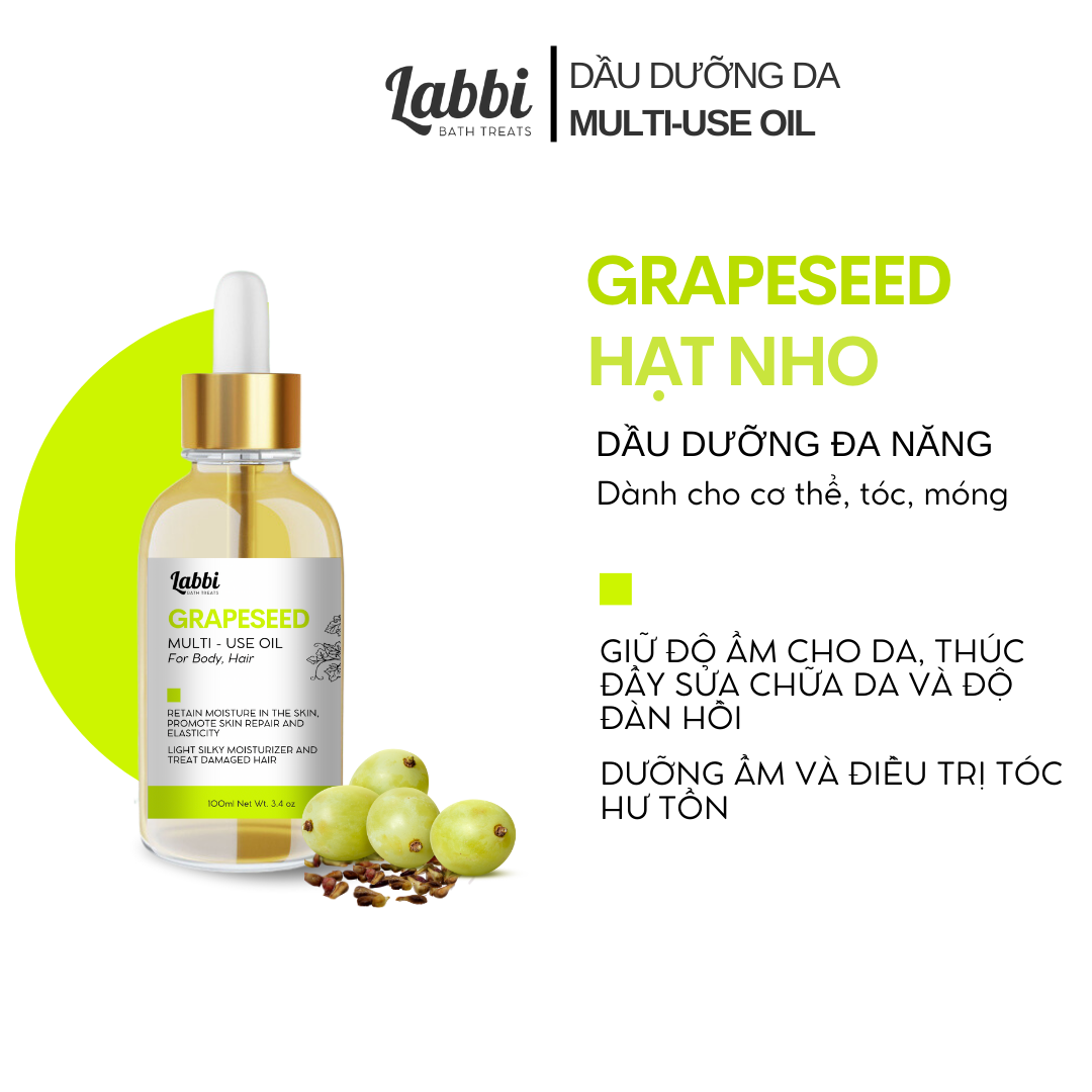 GRAPESEED [Labbi] Multi-use oil - Dầu dưỡng đa năng - Dầu hạt nho - B ...