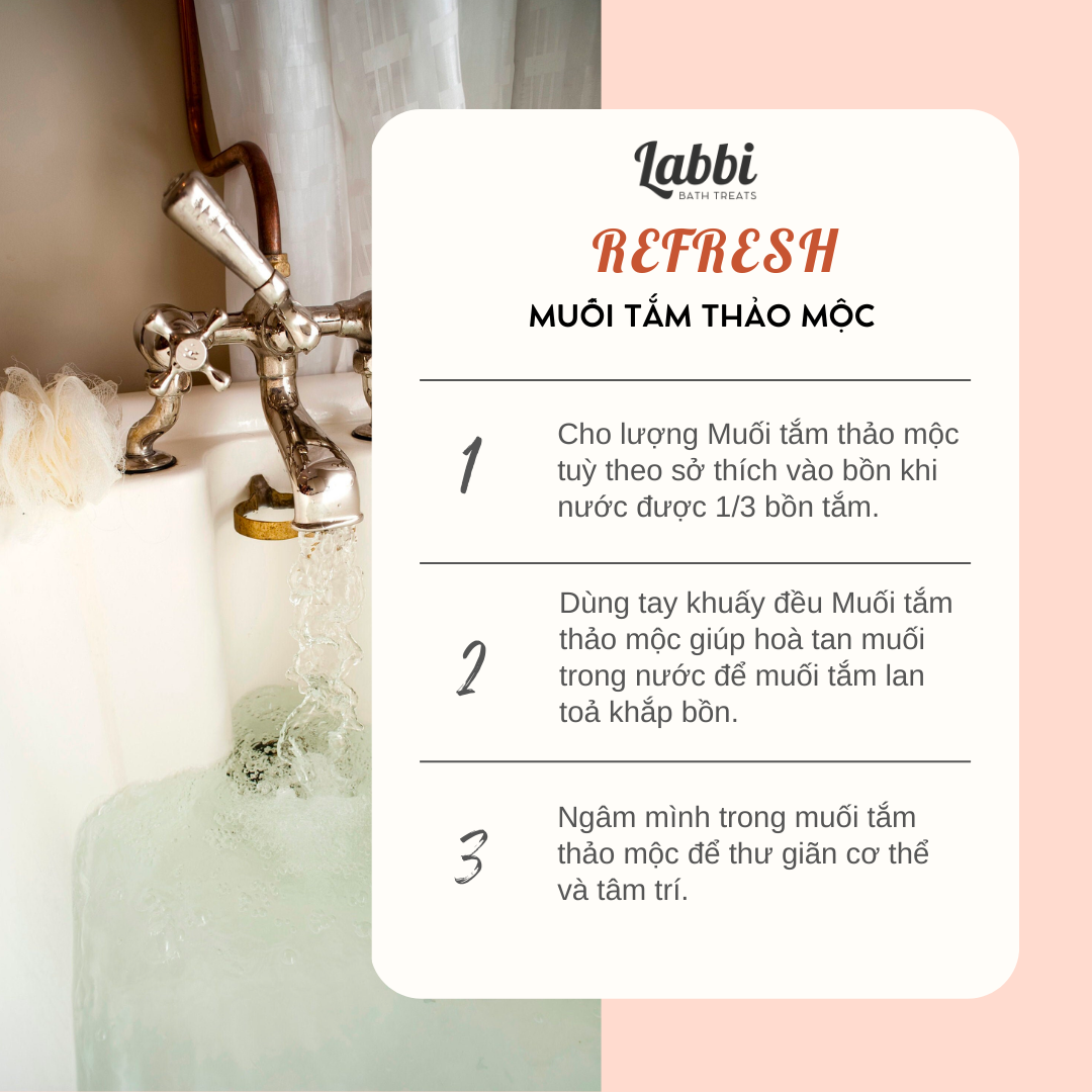 REFRESH - Muối tắm thảo mộc ngâm bồn 55g (10 mùi lựa chọn) Labbi Batht – Labbi Bath Treats