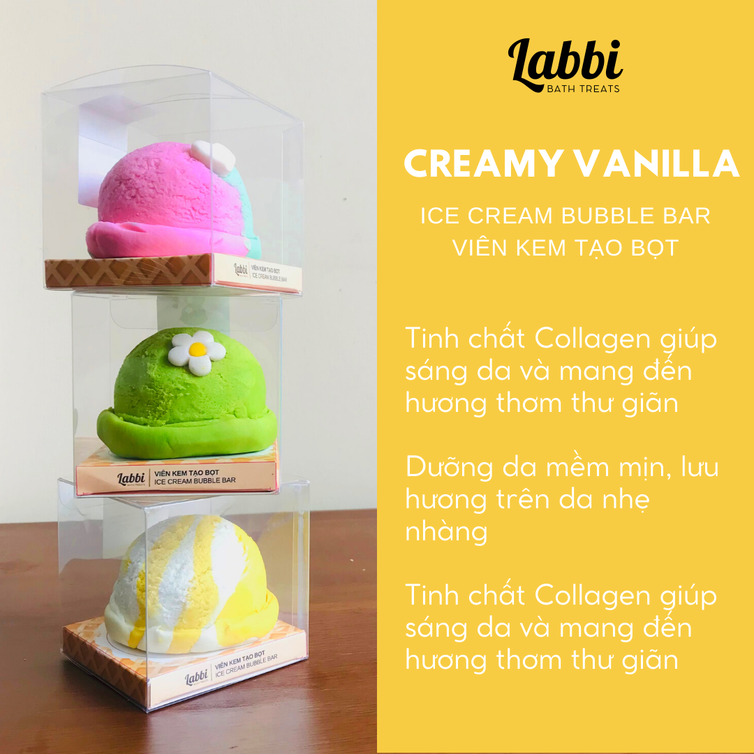 CREAMY VANILA [Labbi] Ice Cream Bubble Bar / Viên kem tạo bọt bồn tắm ...