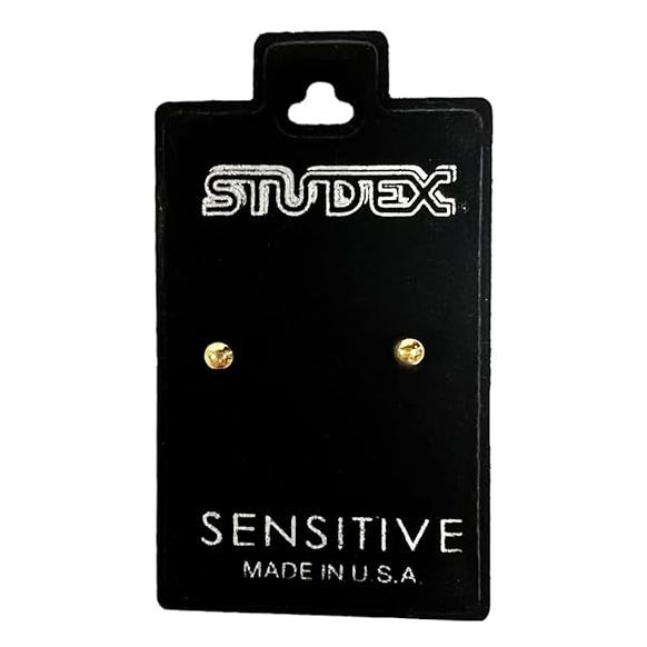 NỤ TRÒN TRƠN VÀNG SIZE 3MM - STUDEX - CHO DA NHẠY CẢM – Bấm Lỗ Tai Phụng Thủy