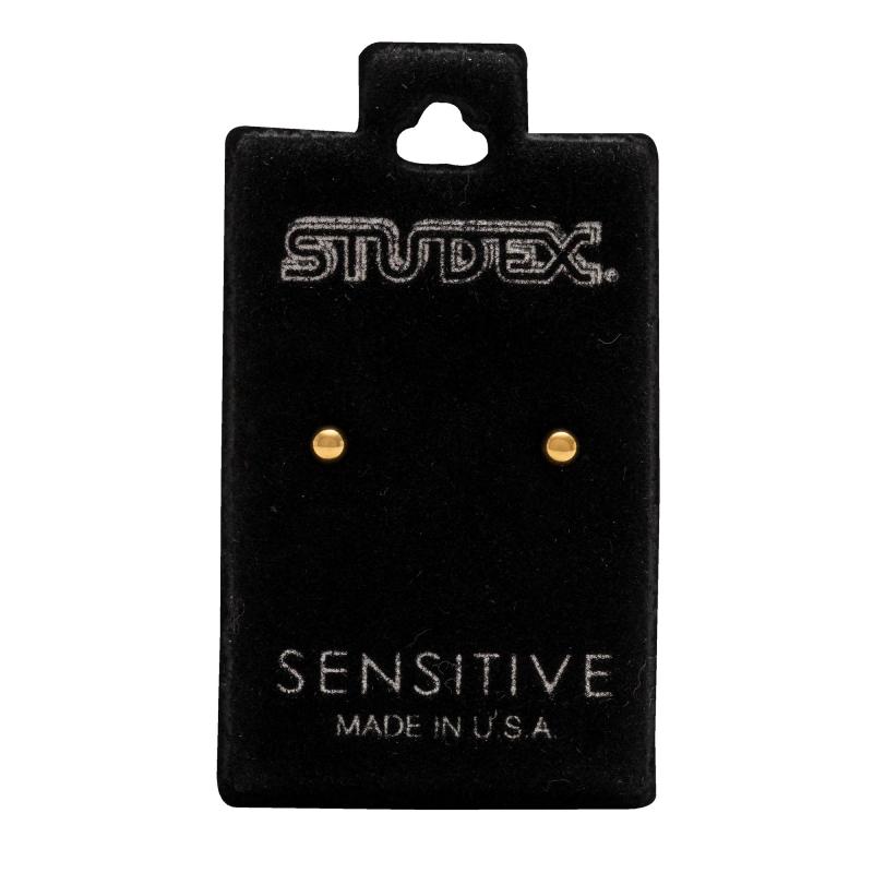 NỤ TRÒN TRƠN VÀNG SIZE 3MM - STUDEX - CHO DA NHẠY CẢM – Bấm Lỗ Tai Phụng Thủy