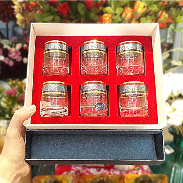 Bộ 6 ly shot Bohemia Crystal mạ bạc LA006-60ml