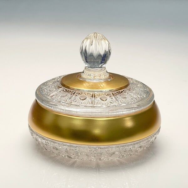 Tô Khay pha lê mạ vàng có nắp Arcade Arianne TA051-16,5cm