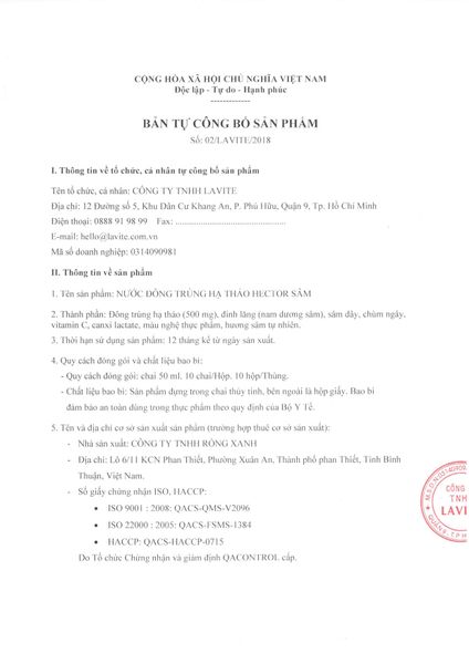 Sâm Hector đông trùng hạ thảo - Hộp 10 chai | Ntmart – NT Mart