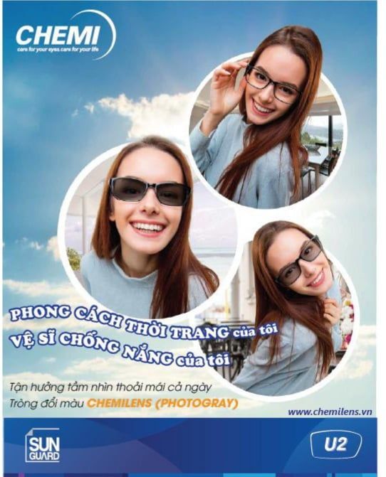 Tròng Chemi U2 Đổi Màu Khói- Gray Transition U2 – DŨNG HIỂN 6HF EYEWEAR