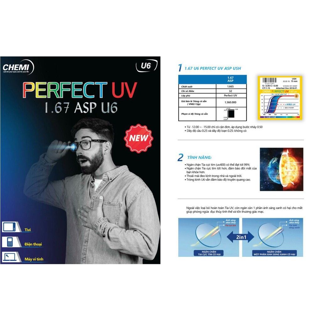 Tròng Chemi U6 – DŨNG HIỂN 6HF EYEWEAR