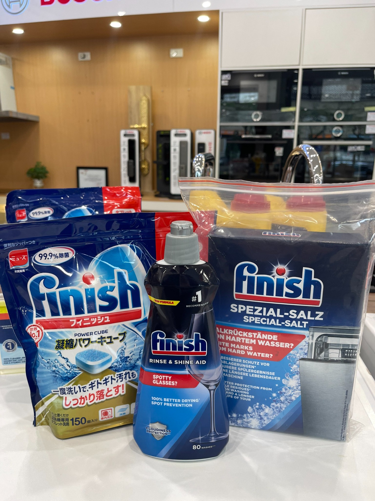 Combo FINISH TIẾT KIỆM: Muối rửa + Nước làm bóng + Viên rửa Nhật ...