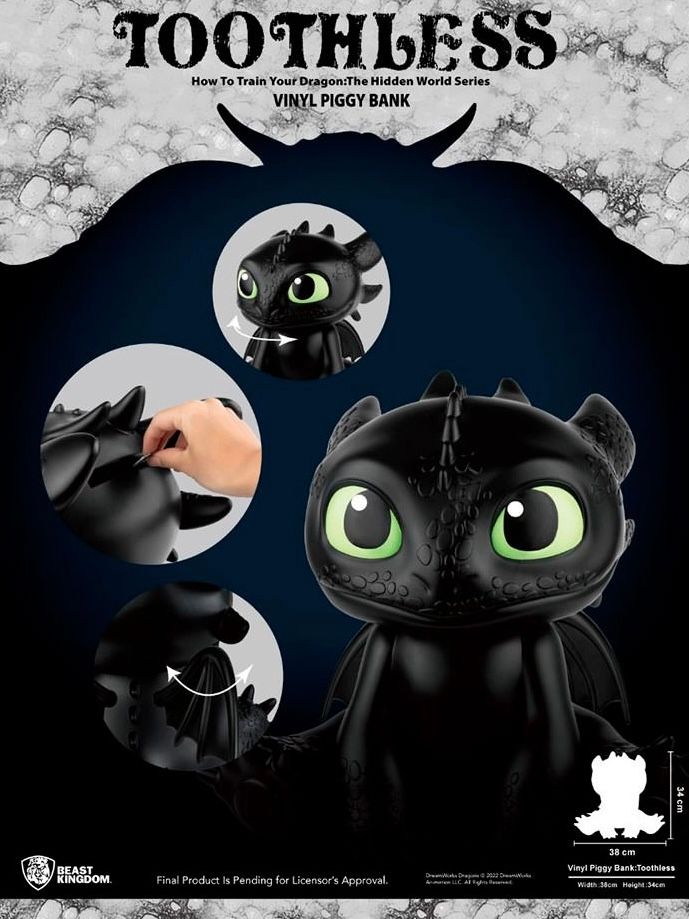 Toothless Vinyl Piggy Bank - How To Train Your Dragon - Beast Kingdom ...