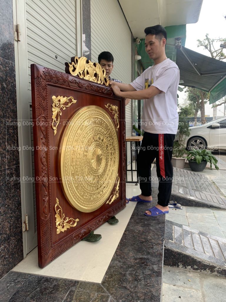 Tranh Trống Đồng Ngũ Phúc KT 115*115 dát vàng 9999 – Xưởng đồng Đông Sơn