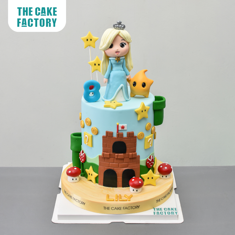 Bánh kem sinh nhật Fondant tạo hình chủ đề Mario và công chúa Rosalina ...
