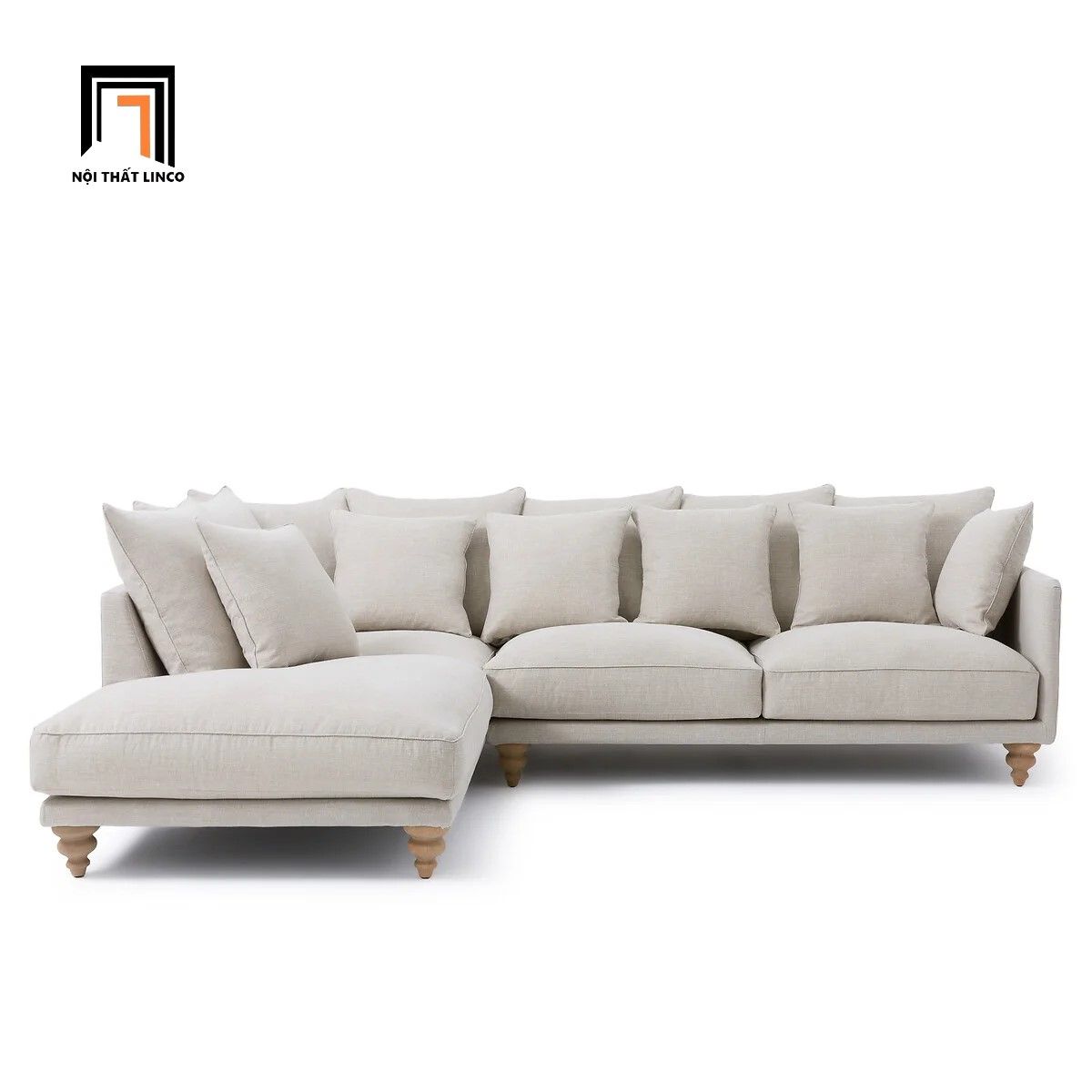 Bộ ghế sofa góc L GT58 Lazare 2m4 x 1m6 phong cách châu Âu – Nội thất Linco Bình Định