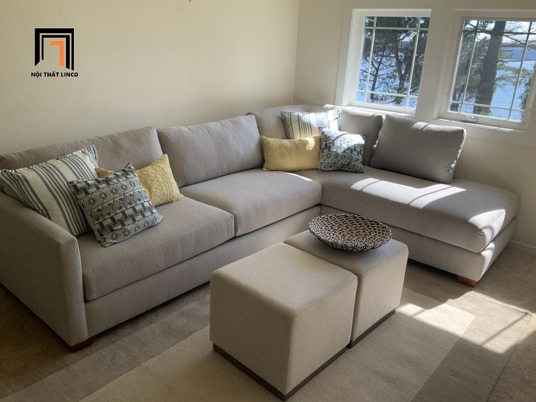 Bộ ghế sofa góc L 2m4 x 1m8 GT10 Tuxedo phòng khách gia đình – Nội thất Linco Bình Định