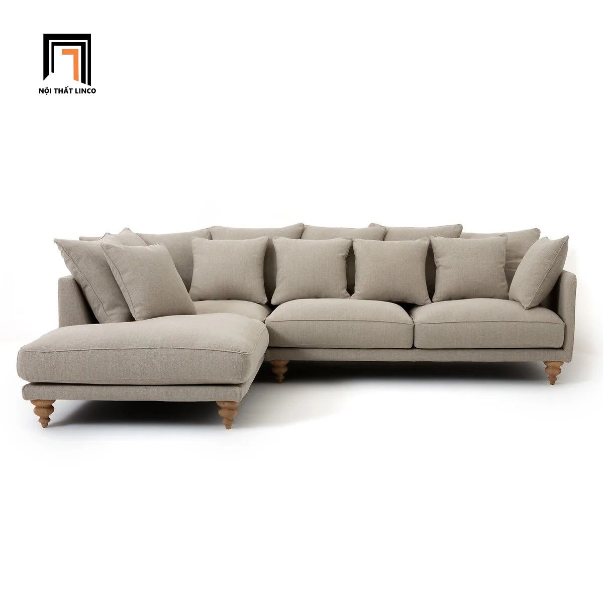 Bộ ghế sofa góc L GT58 Lazare 2m4 x 1m6 phong cách châu Âu – Nội thất Linco Bình Định