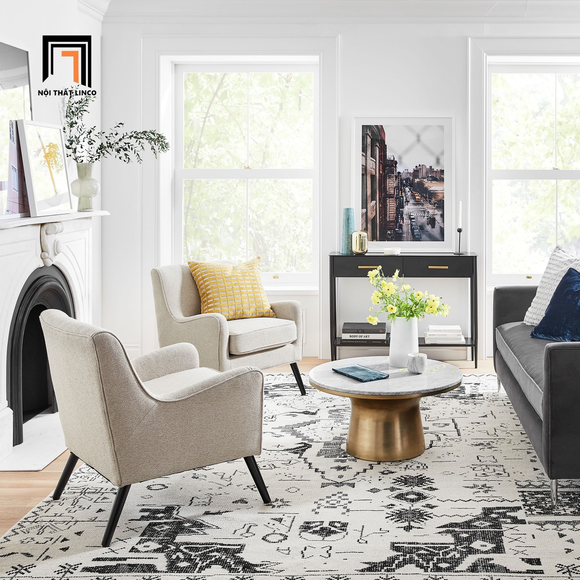 Ghế sofa đơn 1 chỗ ngồi DT17 Nooker vải nhung xanh đậm – Nội thất Linco ...