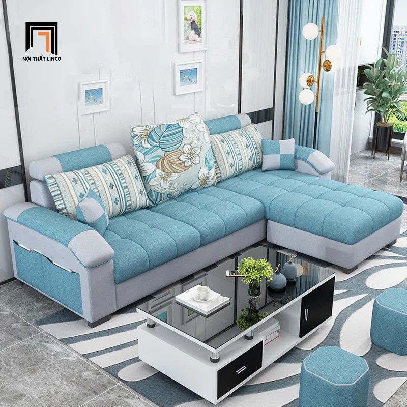 Bộ ghế sofa góc L 2m4 x 1m6 GT79 Slipco phòng khách gia đình – Nội thất Linco Bình Định