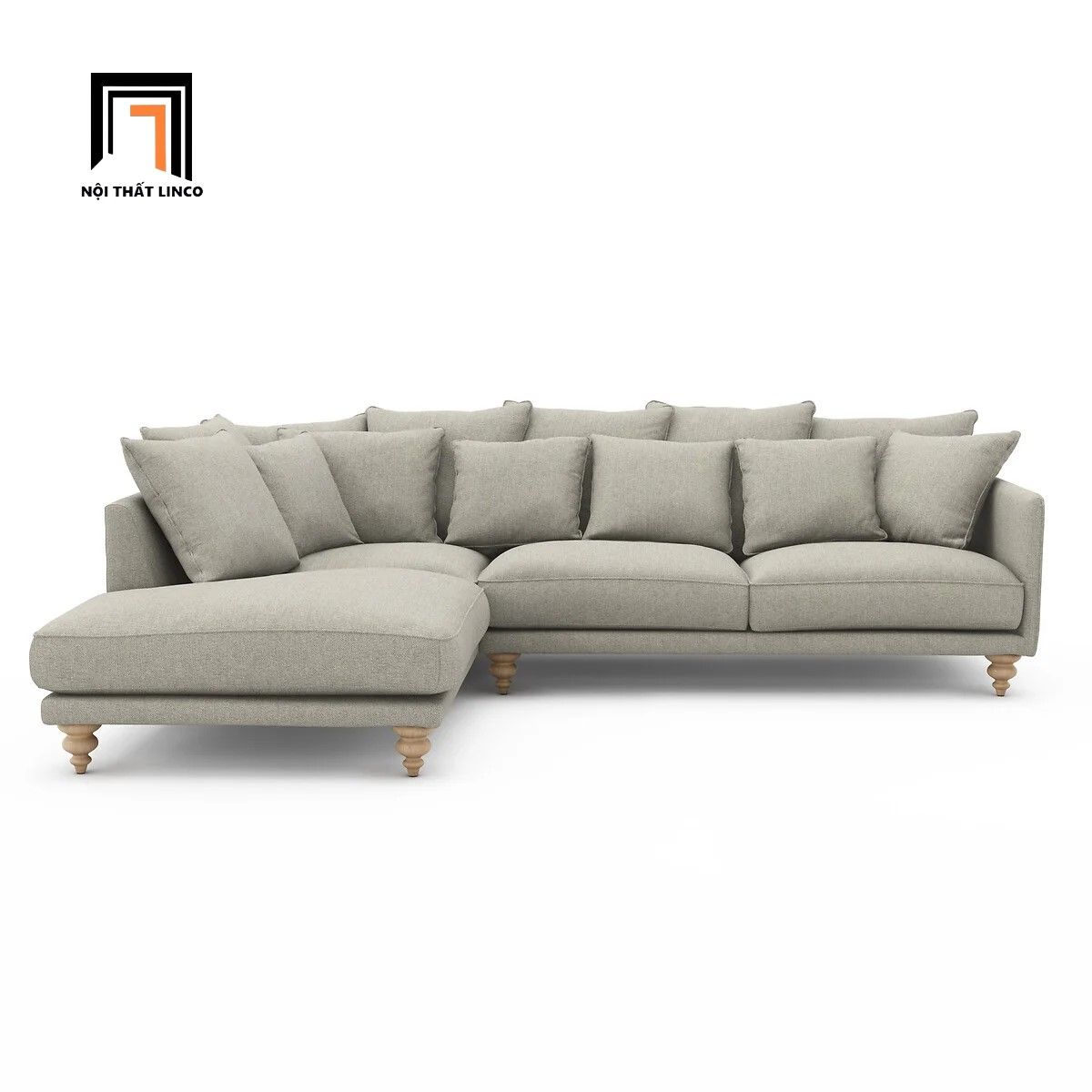 Bộ ghế sofa góc L GT58 Lazare 2m4 x 1m6 phong cách châu Âu – Nội thất Linco Bình Định