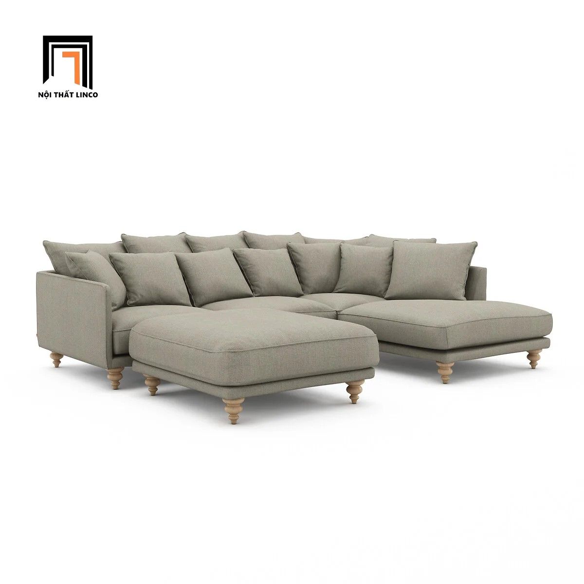 Bộ ghế sofa góc L GT58 Lazare 2m4 x 1m6 phong cách châu Âu – Nội thất Linco Bình Định