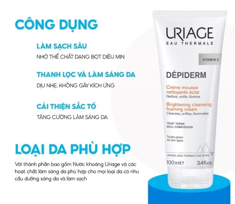 Sữa Rửa Mặt Sáng Da Uriage Dépiderm Mousse Nettoyante Éclat 100ml ...
