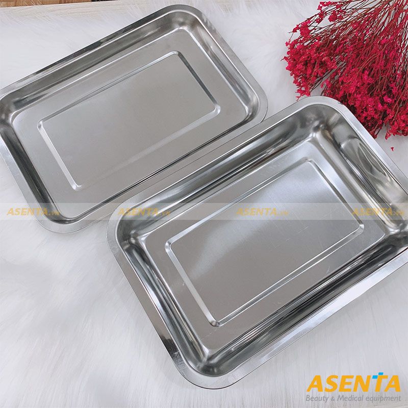 Khay inox hình chữ nhật, khay inox y tế