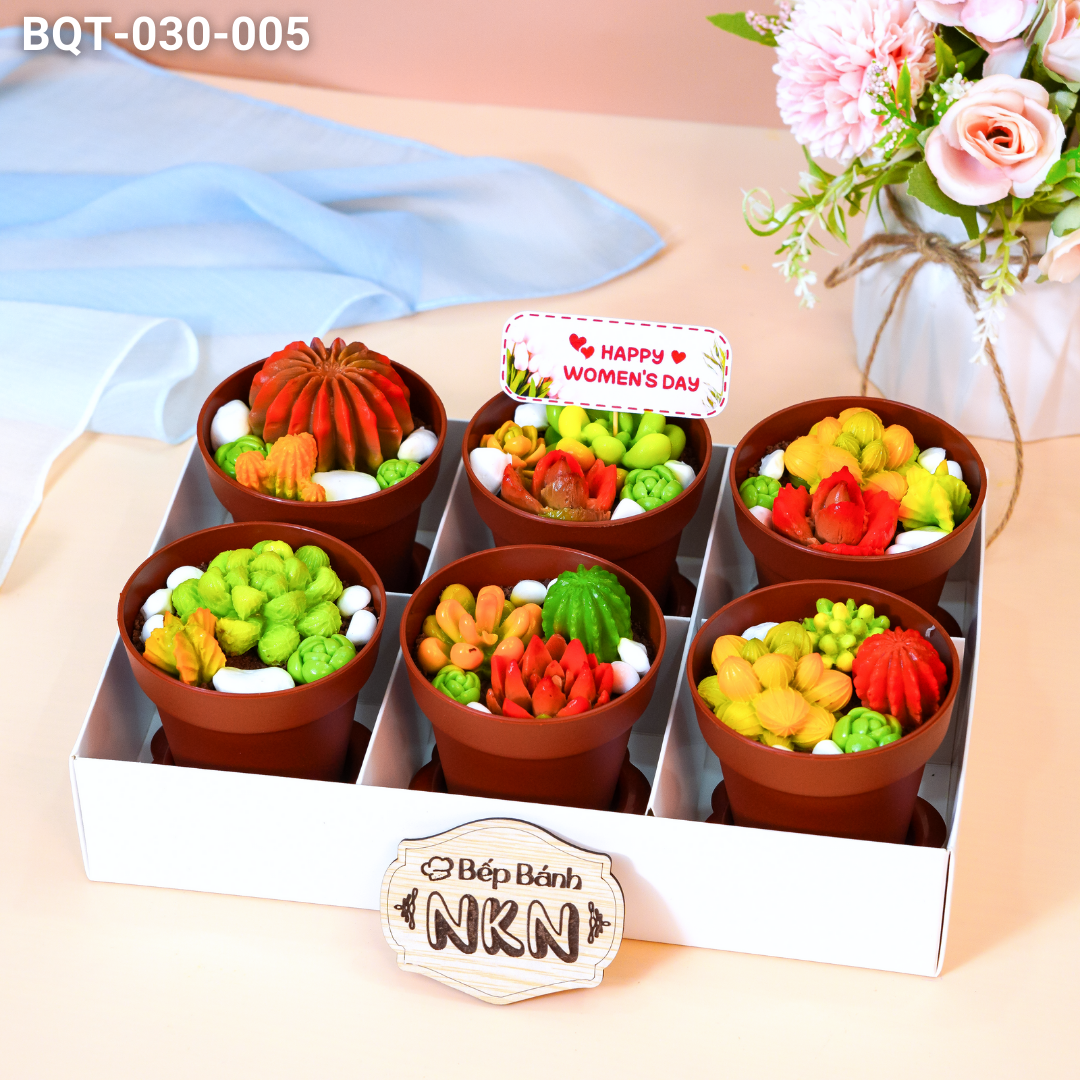 Hộp Quà 6 Chậu Bánh Sen Đá Kèm Xẻng (BQT-030-005) – Bếp bánh NKN