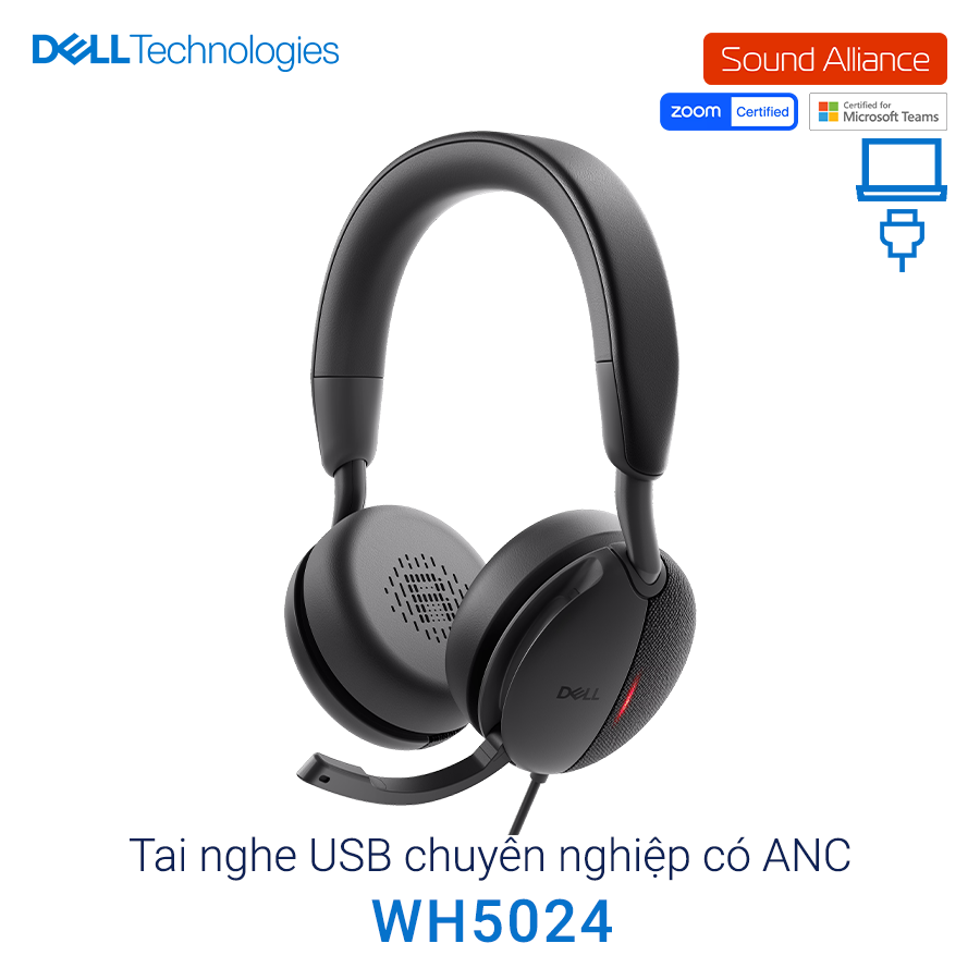 Tai nghe ANC có dây USB hai bên tai chuyên nghiệp Dell WH5024 – Sound ...