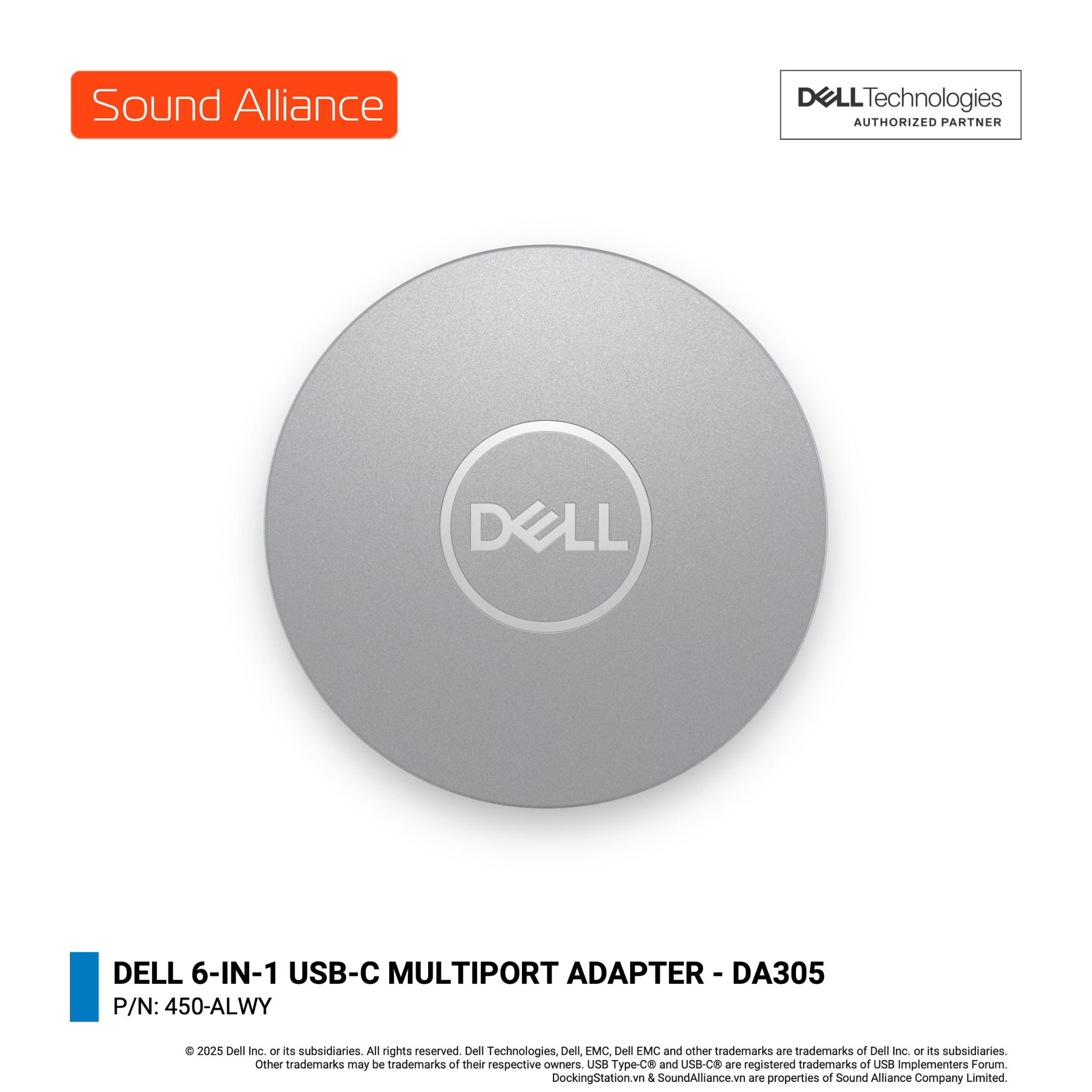 Dell 6-in-1 USB-C Multiport Adapter - DA305 (450-ALWY) – Sound Alliance