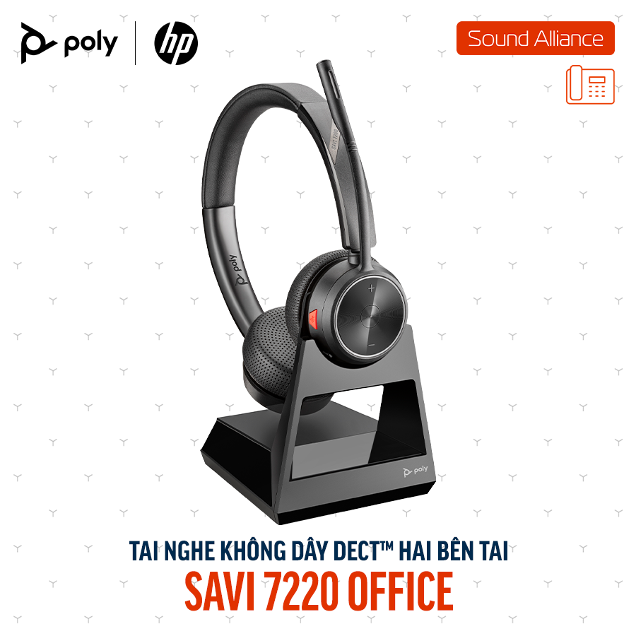 Tai nghe không dây DECT™ hai bên tai Poly Savi 7220 Office (8D3G8AA ...