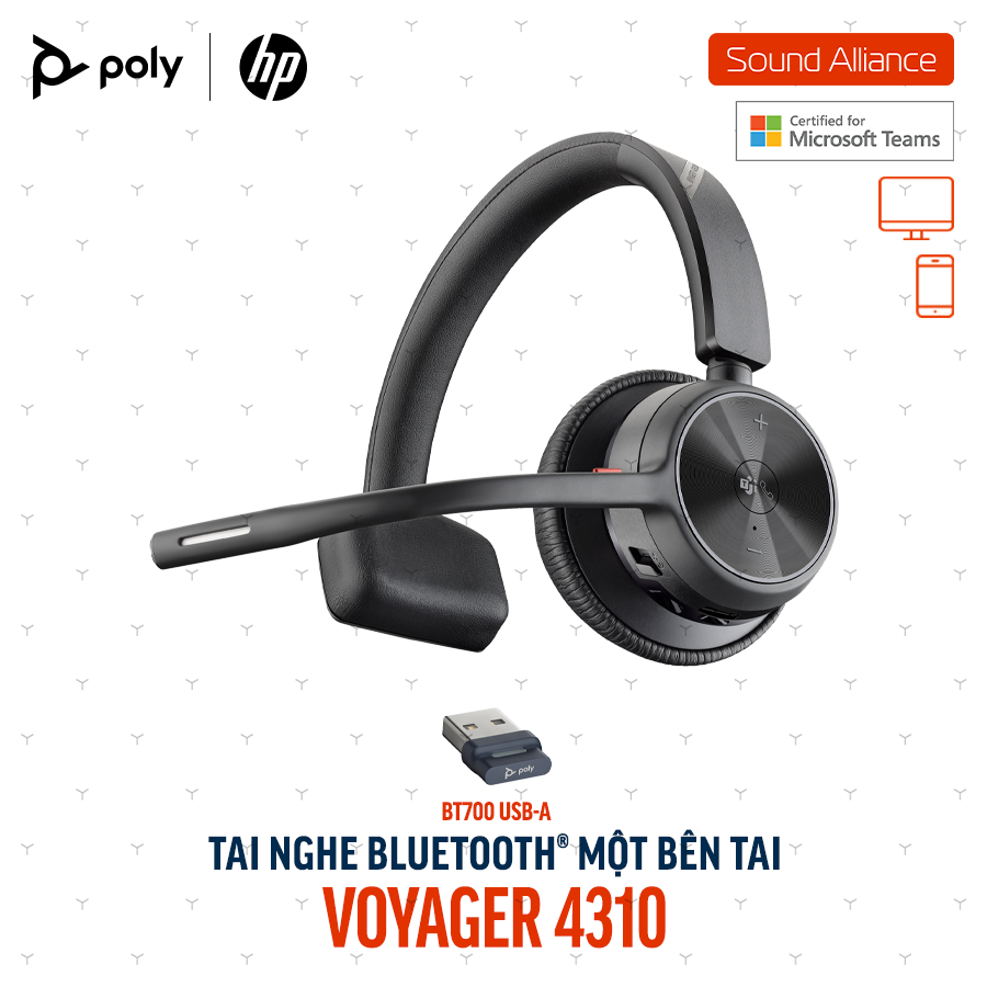 Tai nghe Bluetooth Poly Voyager 4310 Microsoft Teams (77Y91AA) – Sound ...
