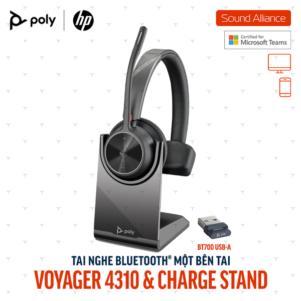 Tai nghe Bluetooth Poly Voyager 4310 Microsoft Teams & đế sạc 77Y93AA ...