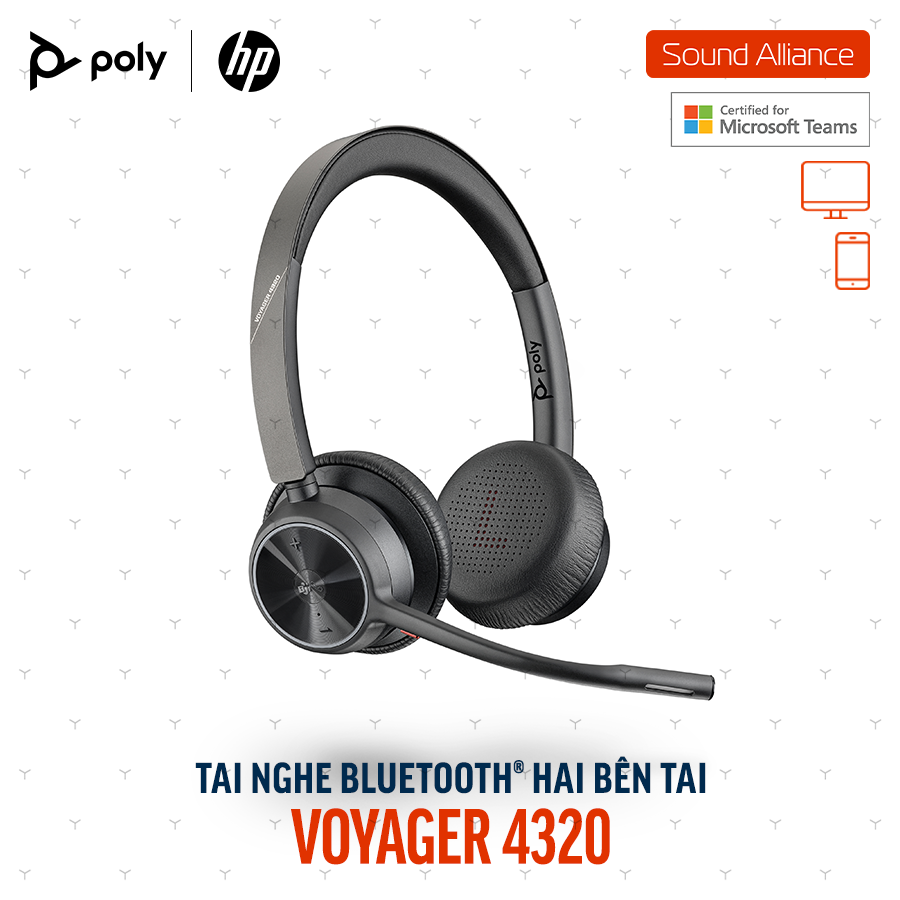Tai nghe Bluetooth Poly Voyager 4320 Microsoft Teams & đế sạc 77Z32AA ...