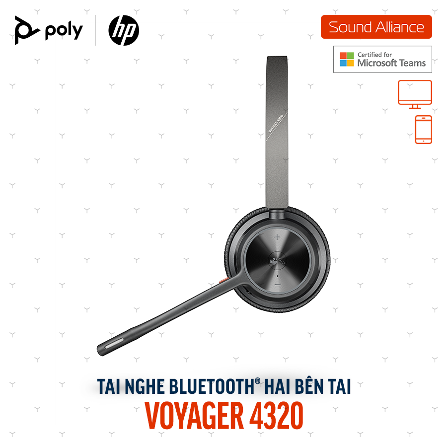 Tai nghe Bluetooth Poly Voyager 4320 Microsoft Teams & đế sạc 77Z00AA ...